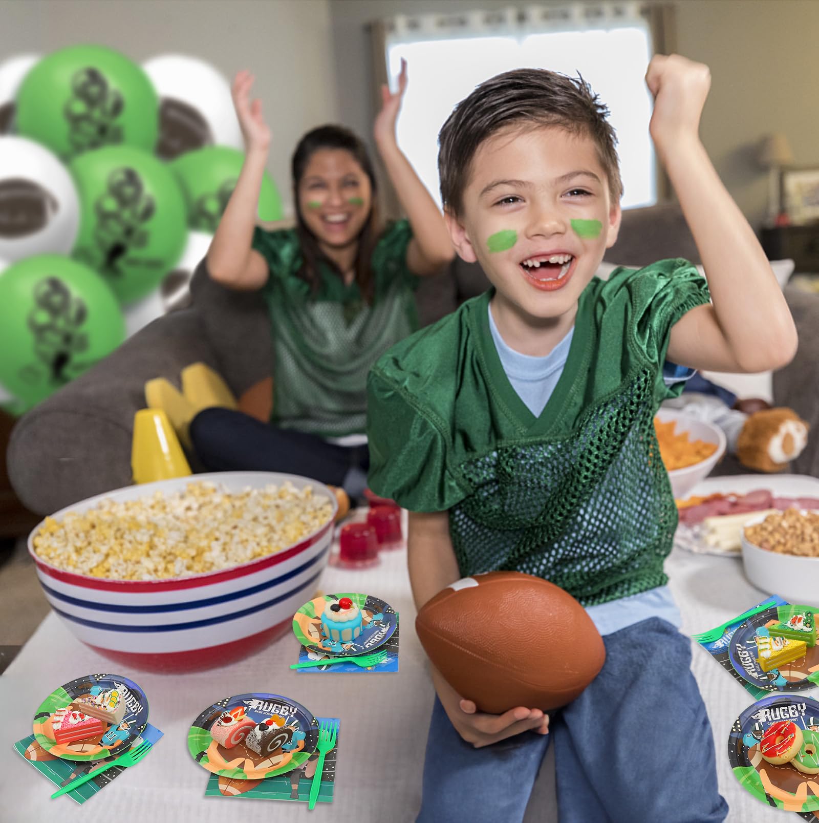 96 Pcs Rugby Paper Plates Disposable Dinnerware | SCIONE